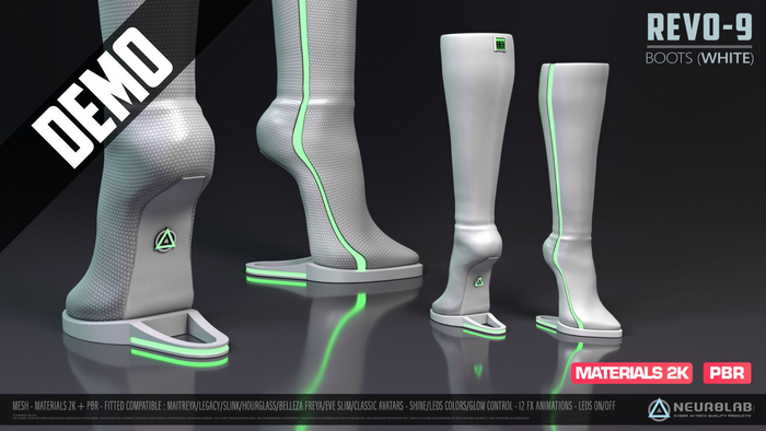 Second Life Marketplace - *DEMO* BOOTS REVO-9 (WHITE + PBR) (FITTED ...